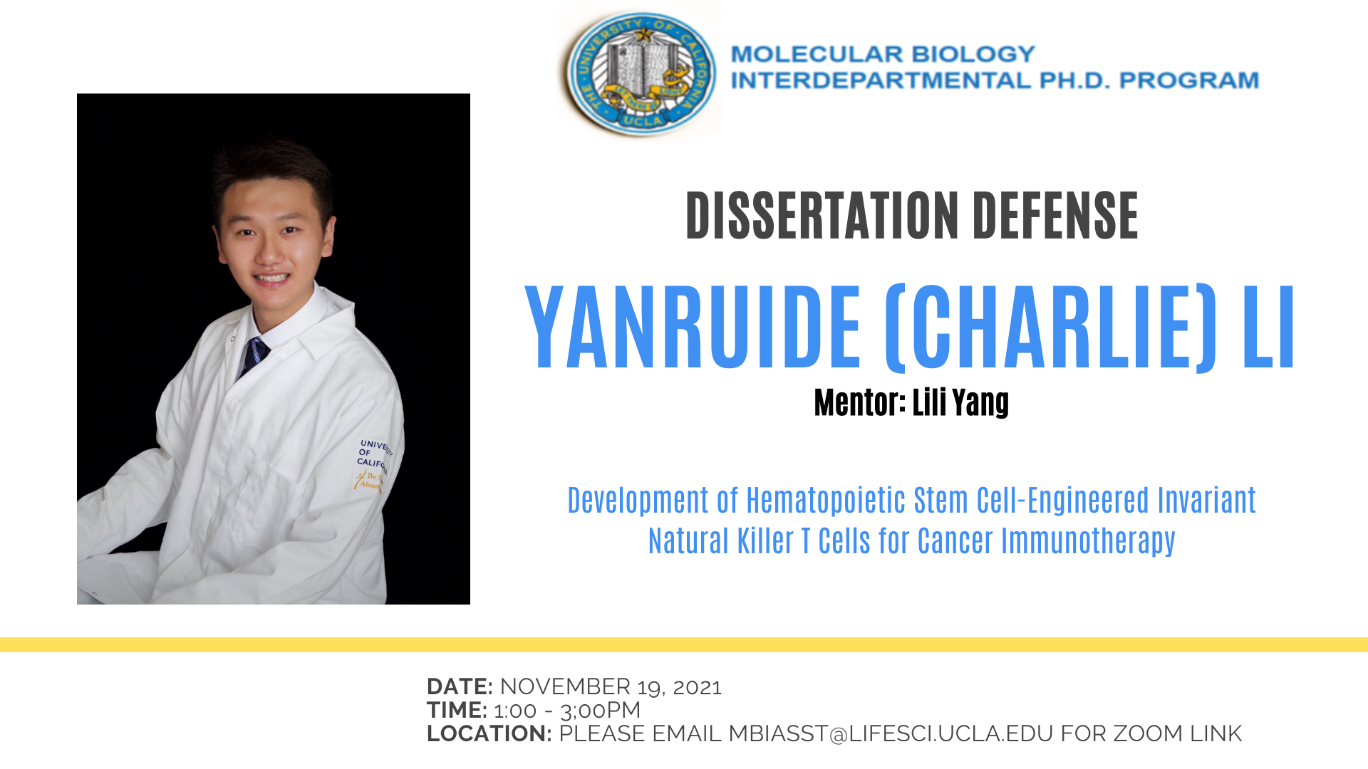 MBIDP Student Defense | Yanruide (Charlie) Li (Yang lab) – Molecular ...